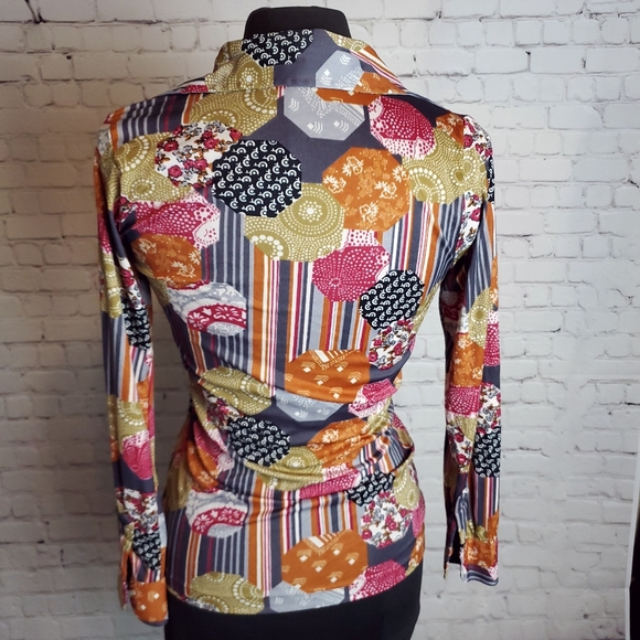 Vintage | Tops | Vintage 7s Bright Funky Top Nylon Stretchy | Poshmark